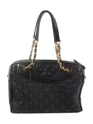 Tory Burch Quilted Logo-patch Shoulder Bag - Black