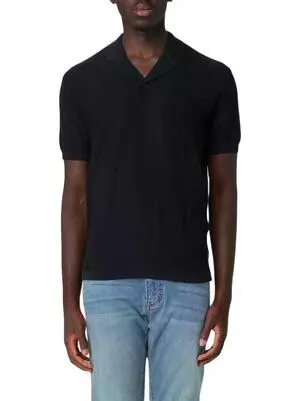 Emporio Armani Ribbed-knit Polo Shirt - Blue
