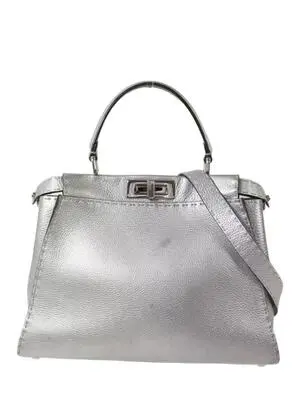 Fendi Selleria Peekaboo Medium Tote Bag - Silver