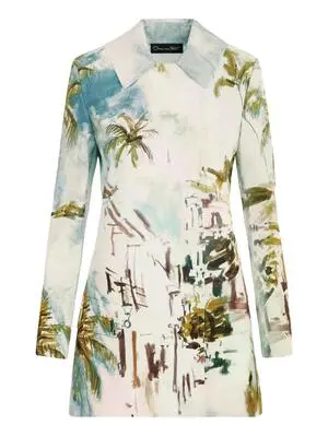 Oscar De La Renta Dominican Landscape Cotton Poplin Coat - Neutrals
