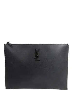 Saint Laurent Logo Detail Clutch Bag - Black