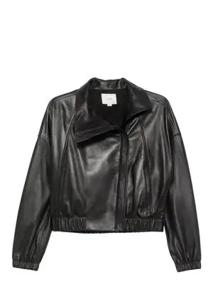 Vince Leather Bomber Jacket - Black