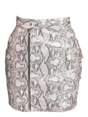 ETTIE Faux Snake Skin Mini Skirt - Silver/grey/black