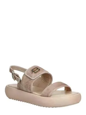 BALDININI Suede Sandals With Logo Plaque - Neutrals