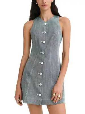 Matthew Bruch Racerback Mini Dress With Contrast Stitching - Blue