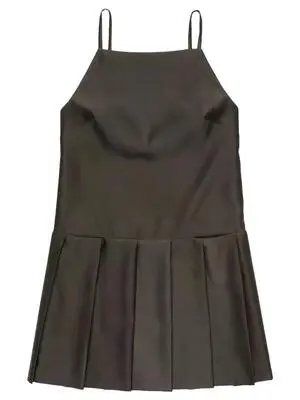 Acne Studios Strappy Mini Dress With Pleated Skirt - Brown