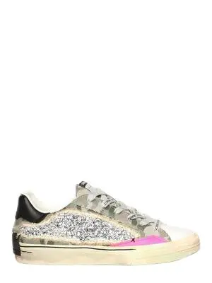 CRIME LONDON Glitter Embellished Camouflage Print Sneakers - Grey