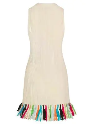 SIMONMILLER Maven Knitted Mini Dress With Fringe Trim - Neutrals