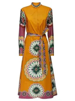 La DoubleJ Sundowner Floral-print Shirt Dress - Orange