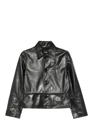 Zadig&Voltaire Embossed Logo Leather Button-up Jacket - Black