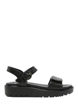 ARA Snakeskin-effect Touch-strap Sandals - Black