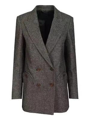 BLAZÉ MILANO Double-breasted Herringbone Blazer - Grey