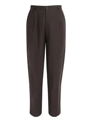 Oliver Peoples Linen-cotton Morton Pleated Trousers - Brown