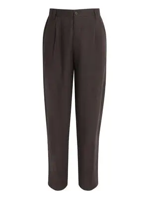 Oliver Peoples Oliver Spencer Linen-Cotton Morton Pleated Trousers Brown