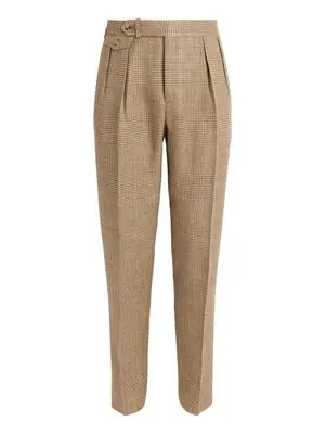 Polo Ralph Lauren Silk-blend Glen Plaid Tailored Trousers - Brown