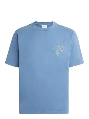 Drole De Monsieur Cotton Esquisse Slogan T-shirt - Blue