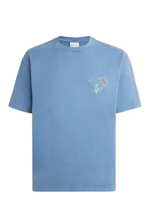 Drole De Monsieur Cotton Esquisse Slogan T-shirt - Blue