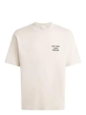 Drole De Monsieur Cotton Slogan T-shirt - Beige