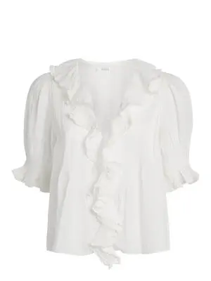 DÔEN Dôen Organic Cotton Ruffled Blouse Ivory