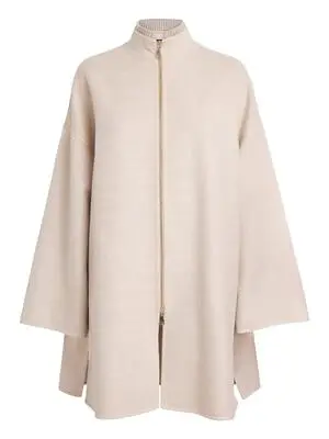 Fabiana Filippi Merino Wool Coat With Sequin Collar - Beige