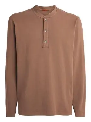 Barena Venezia Cotton Jersey Henley Top - Grey