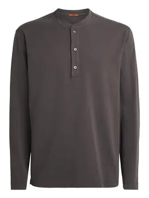 Barena Venezia Cotton Jersey Henley Top - Black