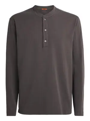Barena Venezia Cotton Jersey Henley Top - Black