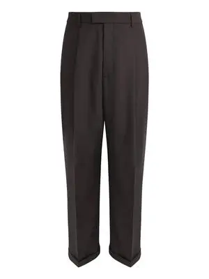 Barena Venezia Virgin Wool Pleated Wide-leg Trousers - Brown