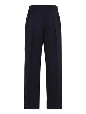 THE ROW Marcello Wool Straight Trousers - Navy