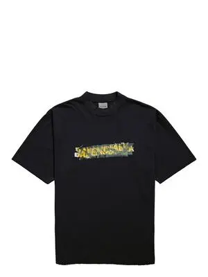 Balenciaga Cotton Messy Spray T-shirt - Black