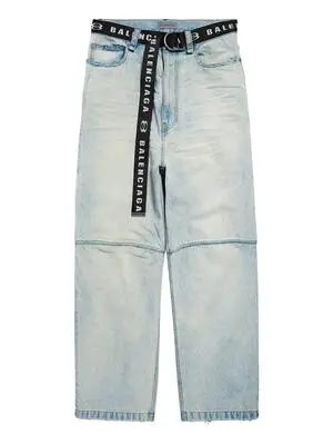 Balenciaga Belted Wide-leg Jeans - Blue