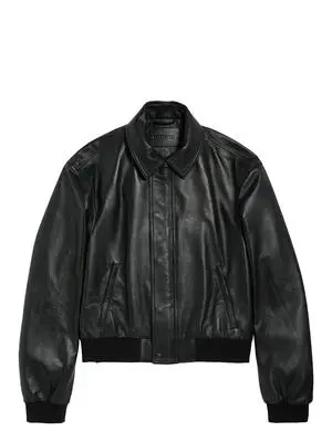 Balenciaga Leather Taxi Bomber Jacket - Black