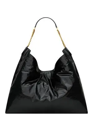 Saint Laurent Hortense Hobo Bag In Shiny Leather - Black