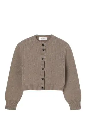 RÓHE Ribbed-knit Cropped Cardigan - Gray