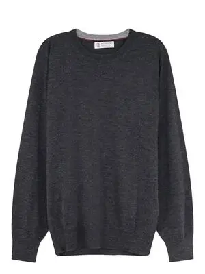 Brunello Cucinelli Long-sleeved Crew Neck Knitwear - Black