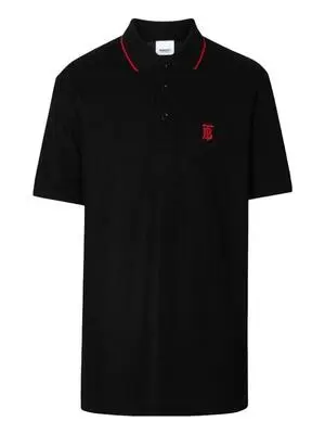 Burberry Icon Stripe Placket Polo Shirt - Black