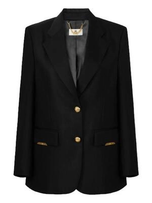 Elisabetta Franchi Jewel Plaques Button Blazer - Black