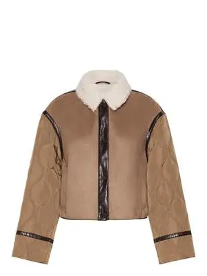 Max Mara Quilted Padded Jacket With Shearling Collar - Camel