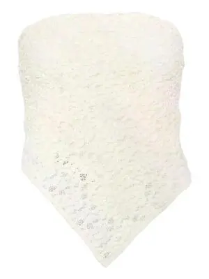 Enza Costa Cream White Lace Construction Strapless Top - Neutrals