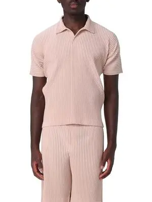 Issey Miyake Homme Plissé Issey Miyake Pleated V-neck Polyester Polo Shirt Red