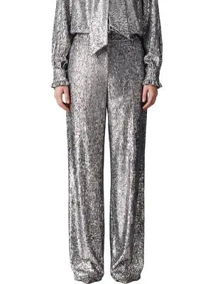 Stella McCartney Straight Leg Animalier Trousers - Silver