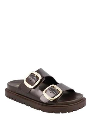Mia Alttar Slide Sandals With Buckled Straps - Coffee