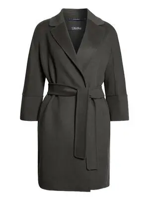 Max Mara Arona Belted Virgin Wool Wrap Coat - Emerald