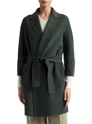 Max Mara Arona Belted Virgin Wool Wrap Coat - Emerald