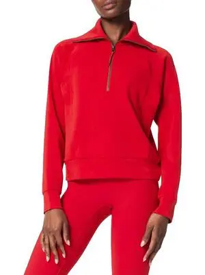 Spanx Airaessentials Half Zip Sweatshirt - Spanx Red