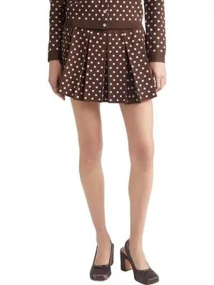 Sandy Liang Ermine Pleated Dot Jacquard Miniskirt - Brown Multi