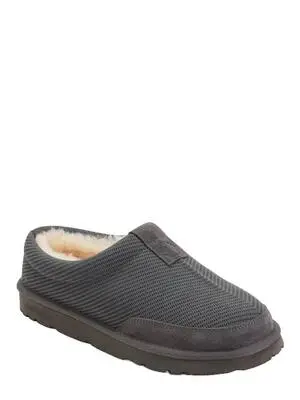 DEARFOAMS Fireside Grafton Sport Knit Water Repellent Twill Clog With Genuine Shearling - Grey