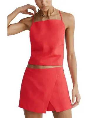 Mango Square Neck Cropped Top - Red