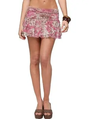 EDIKTED Tessa Floral Ruffle Miniskirt - Mix
