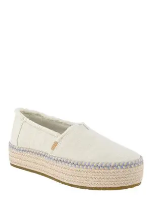 Toms TOMS Platform Espadrilles With Frayed Edges White Multi